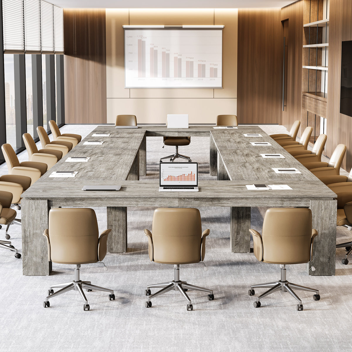Ebern Designs 7 FT Extra Long Conference Table, 86-Inch Office Meeting ...
