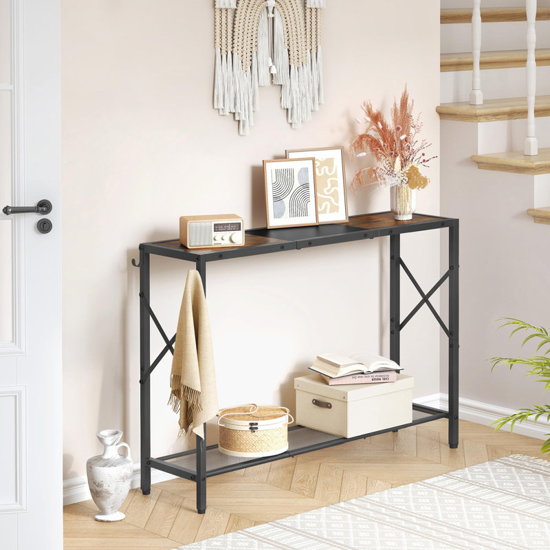 17 Stories Console Table, 2 Tier Narrow Entryway Table with Shelves and ...
