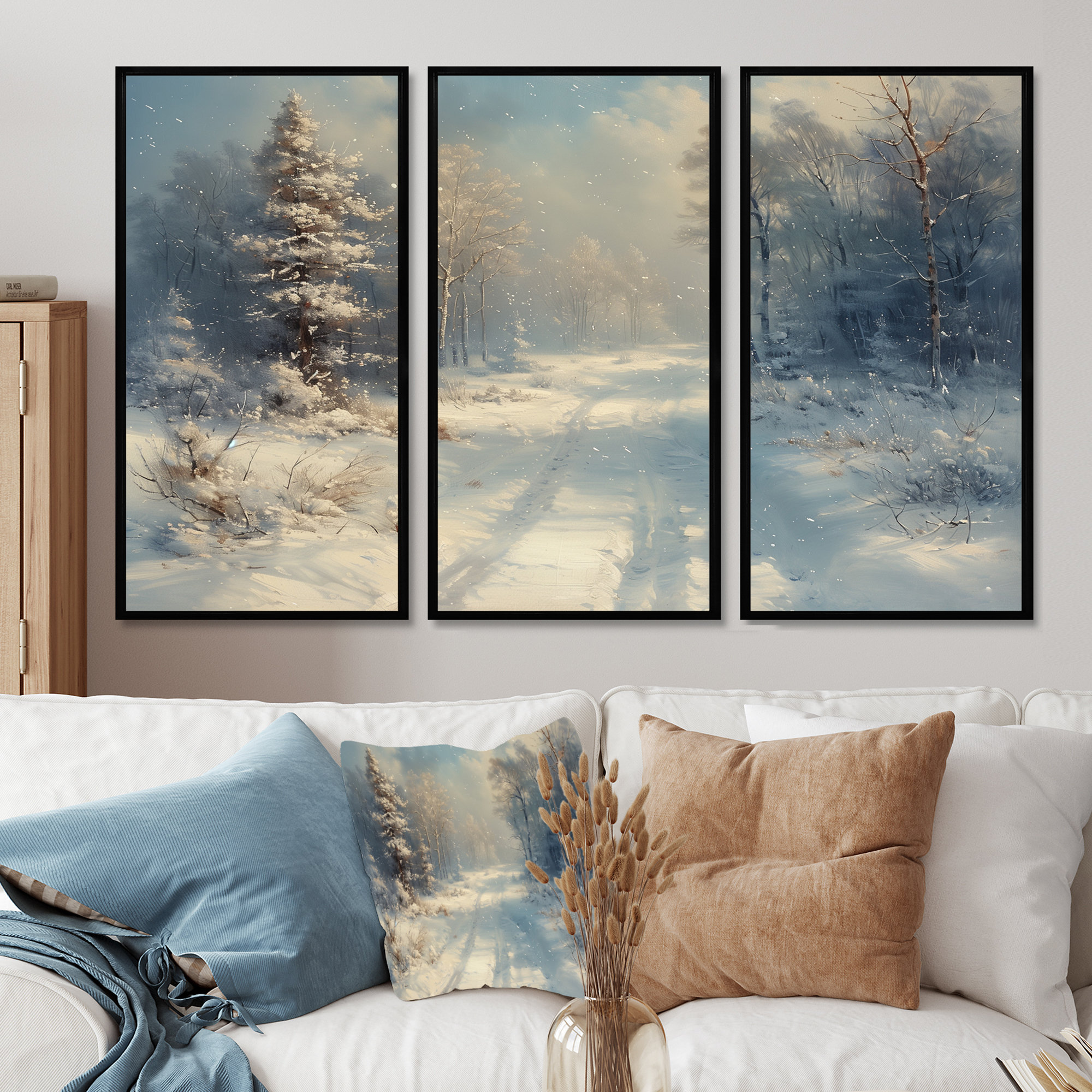Millwood Pines White Grey Winter Road Into Forest I - Winter Landscape ...