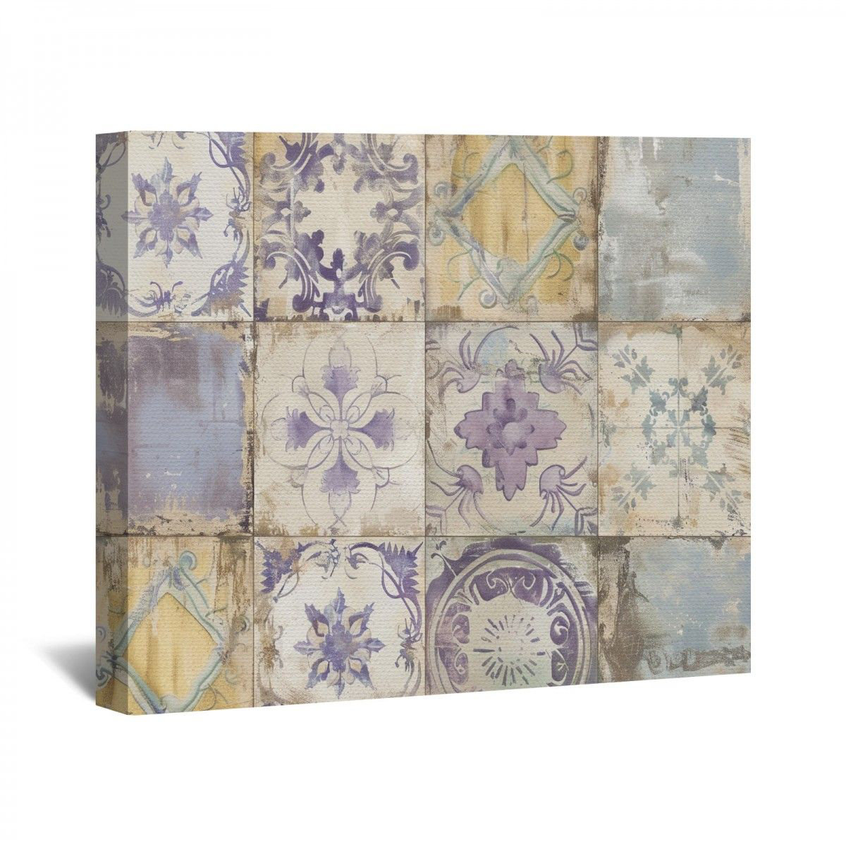 Red Barrel Studio Floral tiles Canvas Wrap - Home design Wall Decor ...