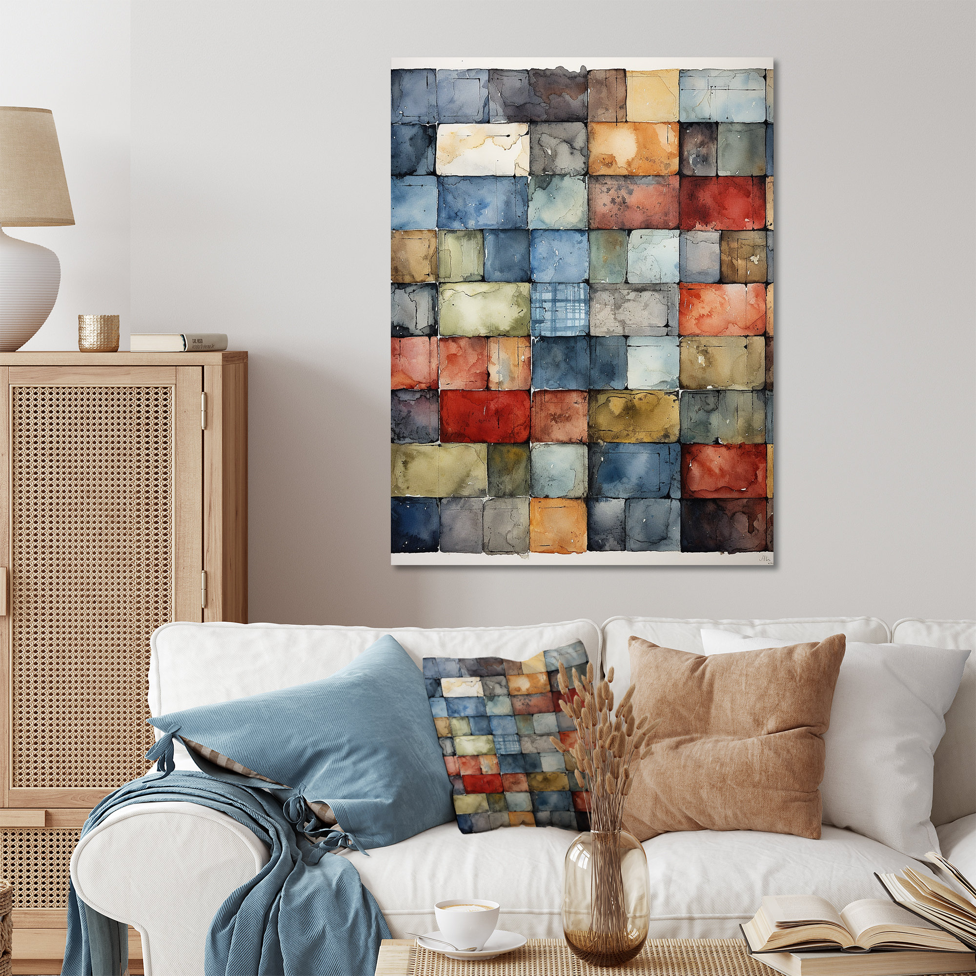 Ivy Bronx Colorful Earth Colors Tiles II - Abstract Tile Metal Wall Art ...