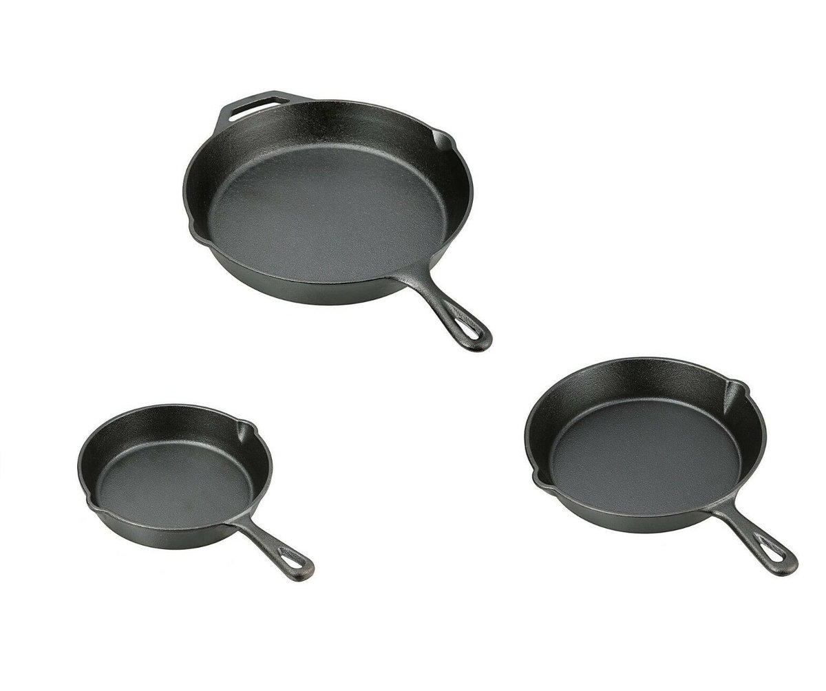Lexi Home 3 Piece Cast Iron Frying Pan Set & Reviews | Wayfair