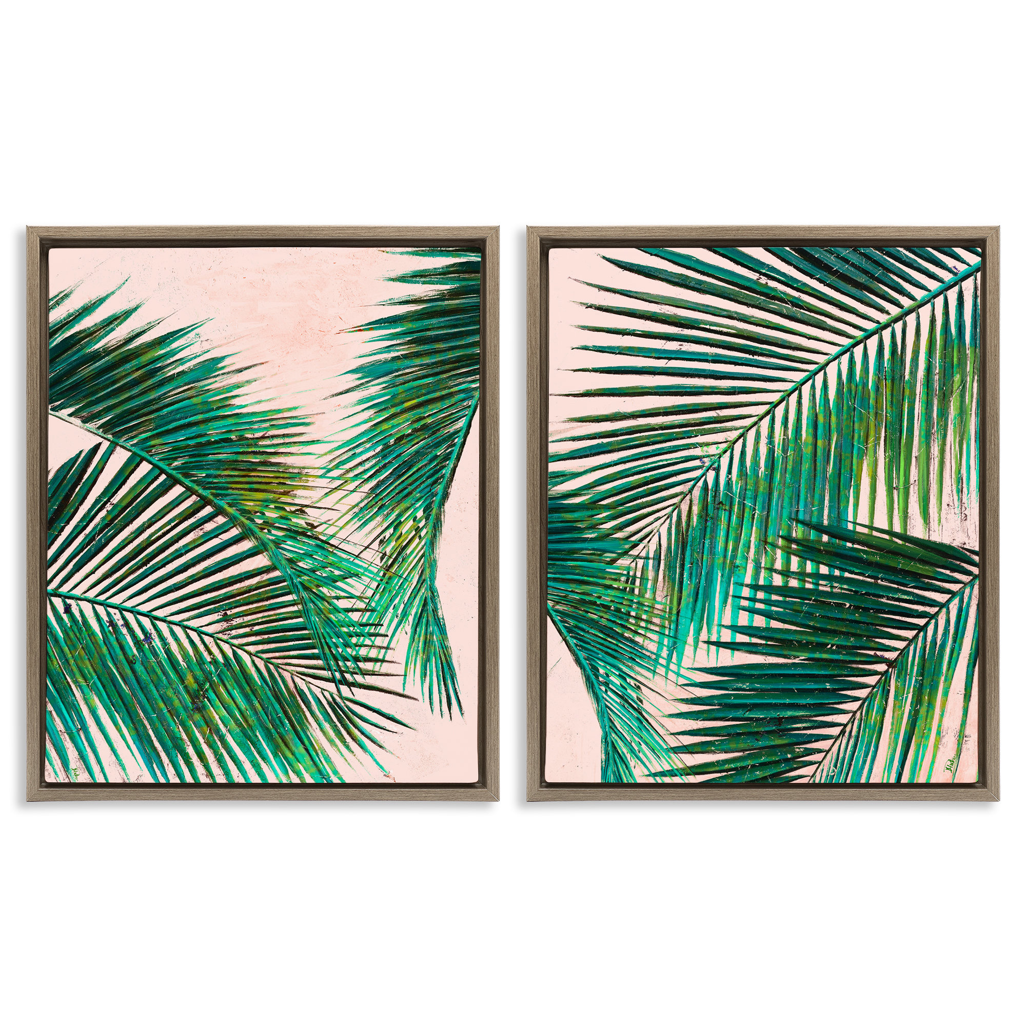 Bay Isle Home™ Tropical Palm Fronds 2 PC Framed Floater Canvas Set by ...
