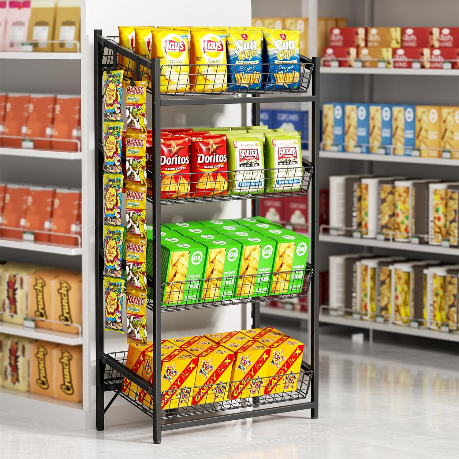 Rebrilliant 4 Tier Metal Retail Display Rack With 2 Hooks - Wayfair Canada