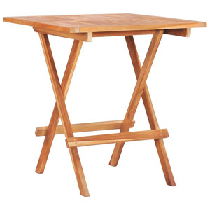 Latitude Run® Folding Bistro Table 23.6"x23.6"x25.6" Solid Teak Wood ...
