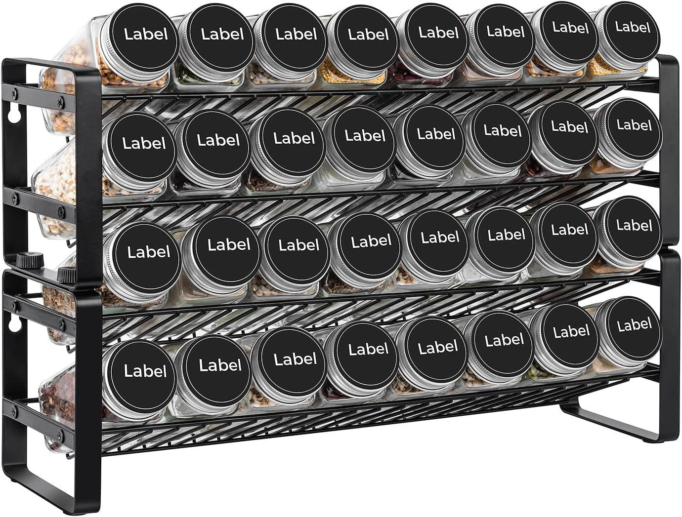 Latitude Run® Expandable Spice Rack Organizer for Cabinet, 4-tier Black ...