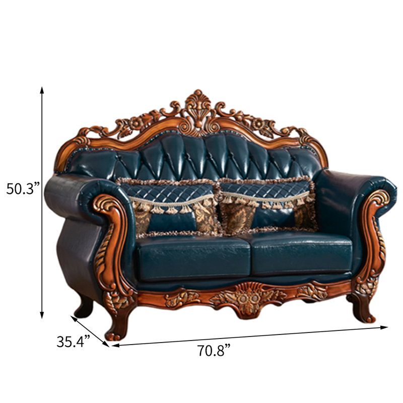 Romero 70.8'' Genuine Leather Rolled Arm Loveseat | Wayfair