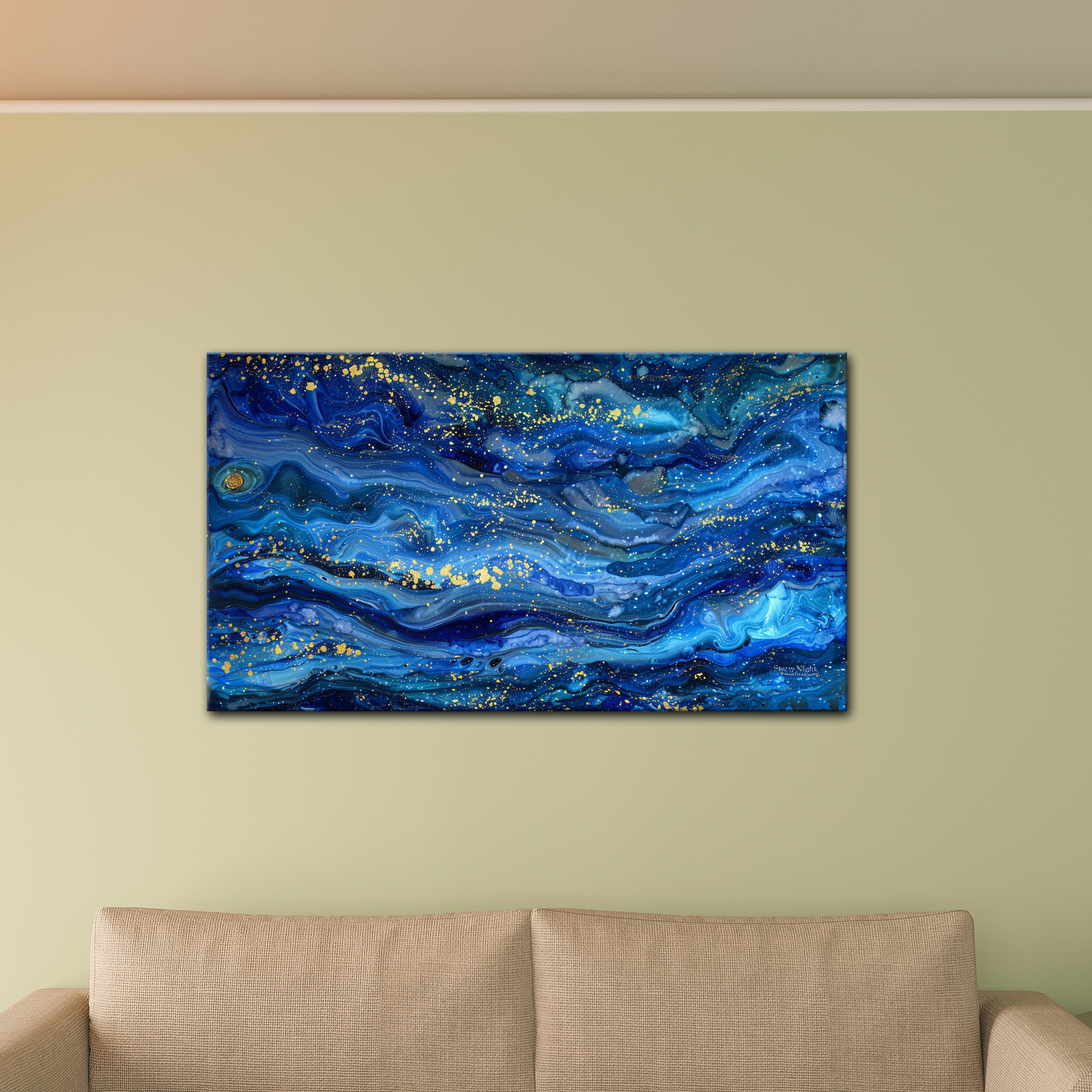 Wrought Studio™ Starry Night Dreamscape: Blue and Gold Escape to the ...
