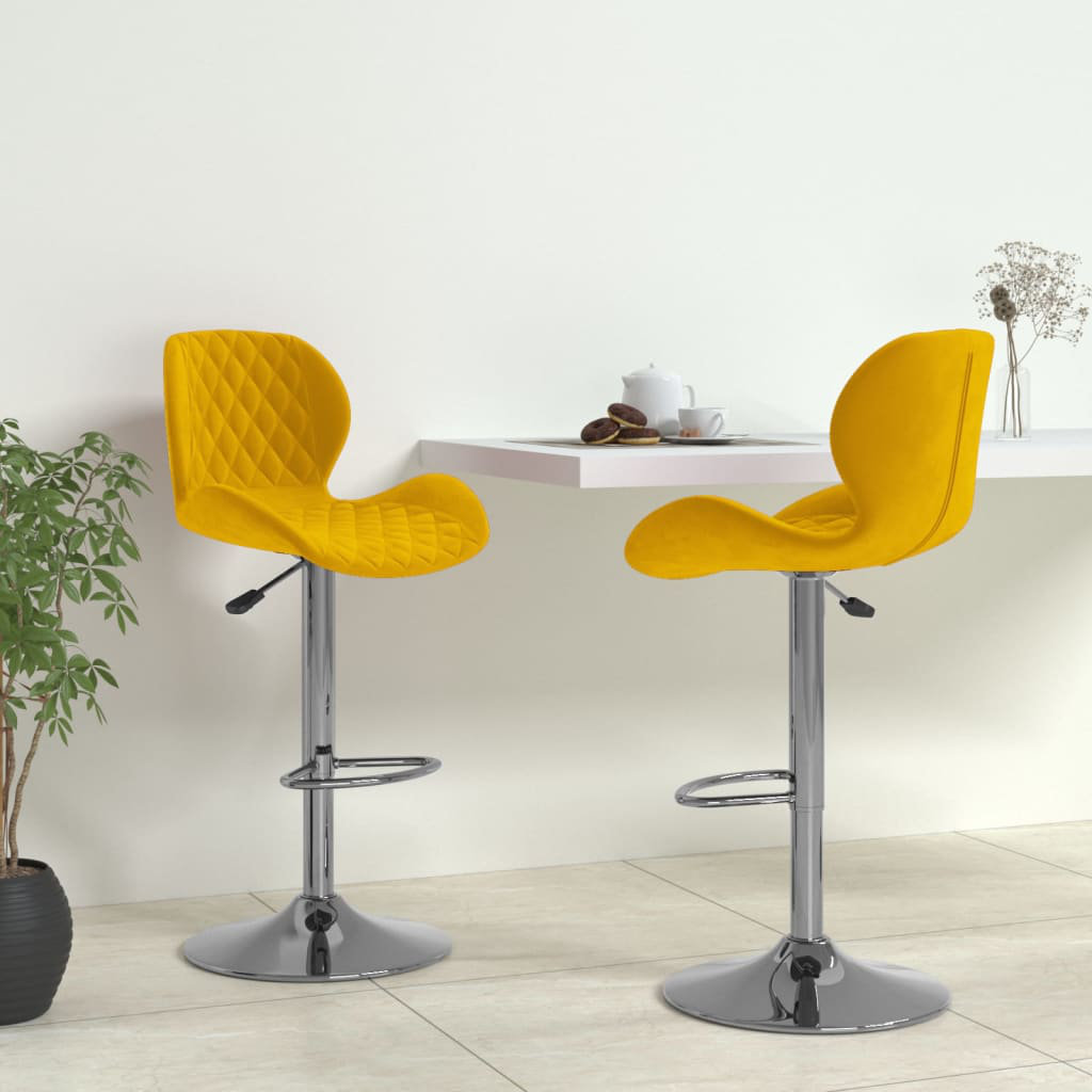 George Oliver Bar Stool Set Of 2 Mustard Yellow | Wayfair