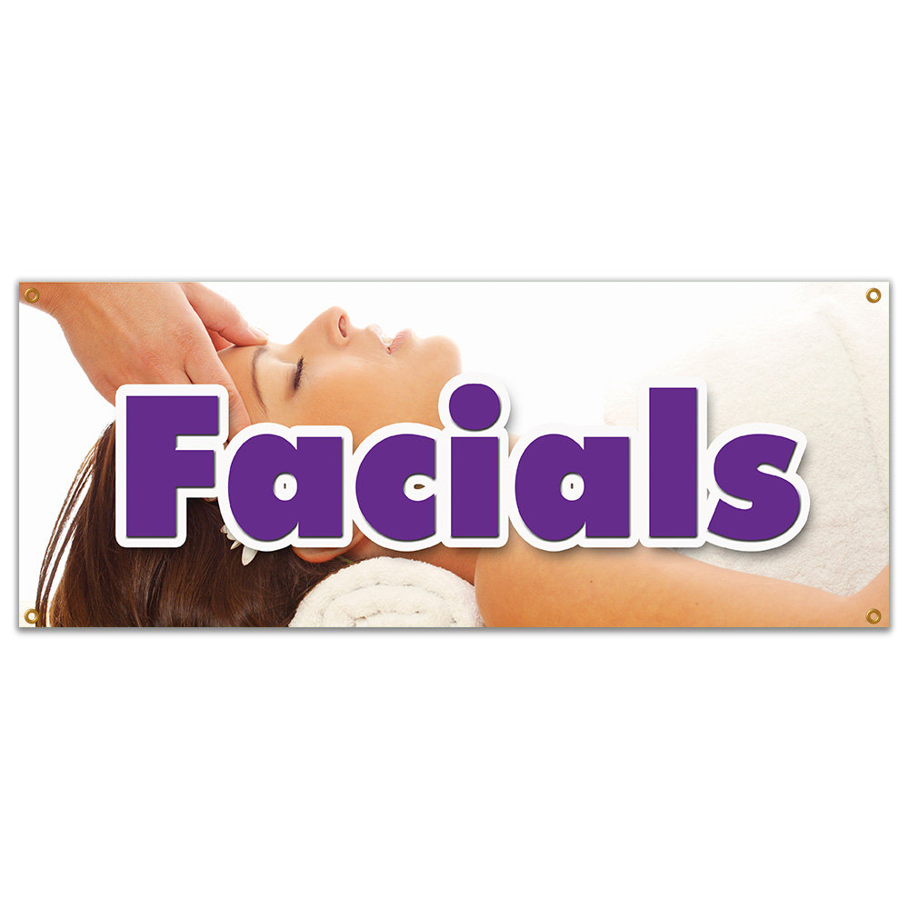 SignMission FACIALS BANNER SIGN Spa Beauty Shop Massage Manicure ...