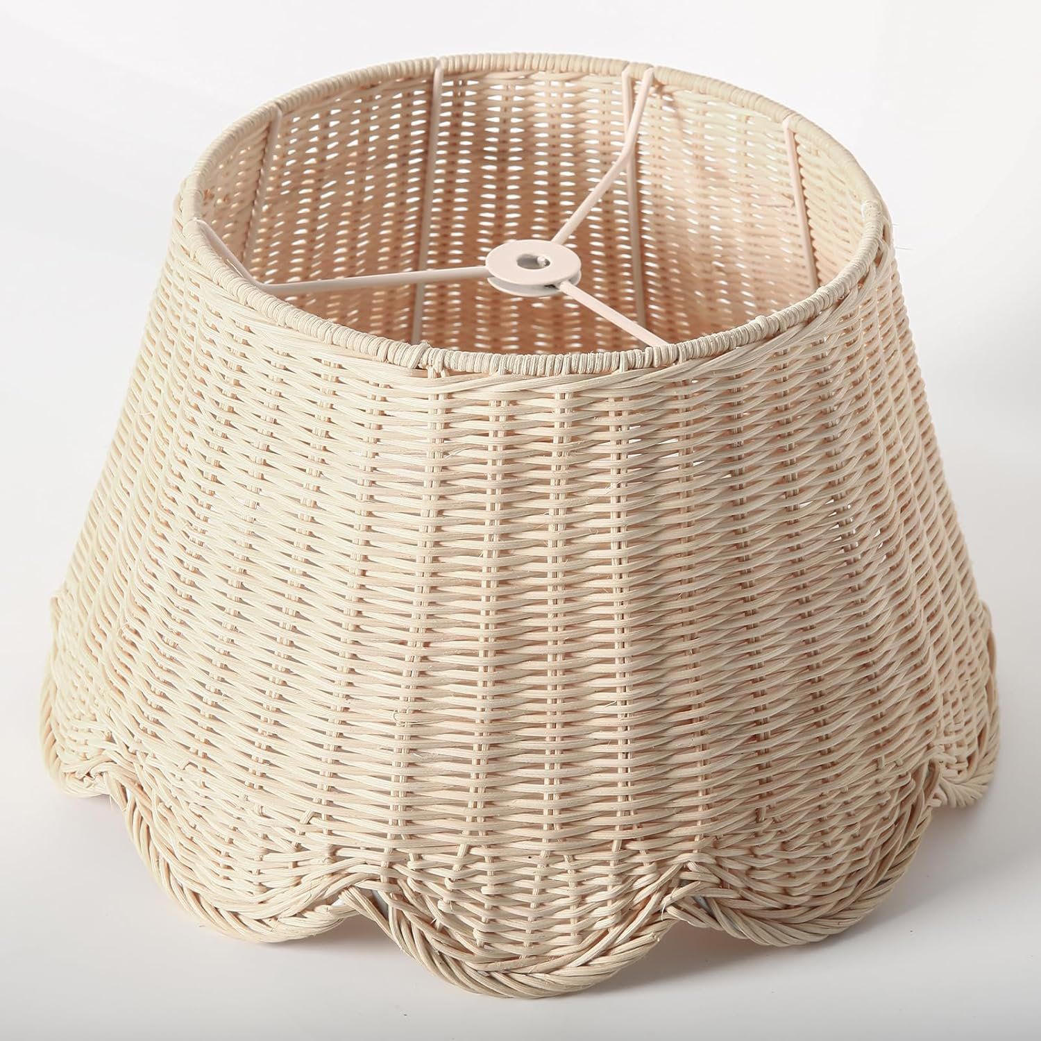 HAPPY LIFE Handmade Tropical Rattan Scalloped Lamp Shade, Natural ...