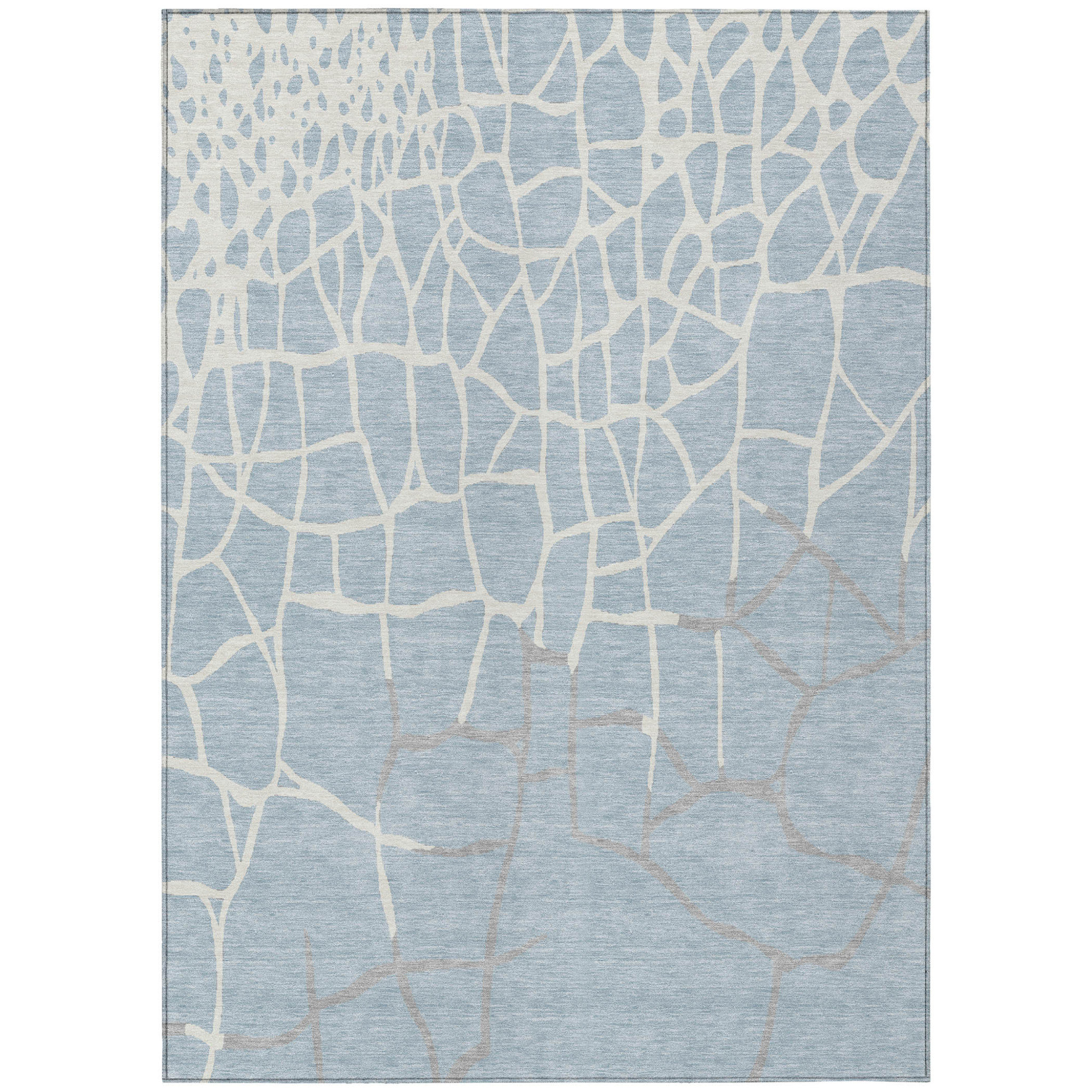 HomeRoots 5' X 8' Sky Blue And Ivory Abstract Washable Indoor Outdoor ...