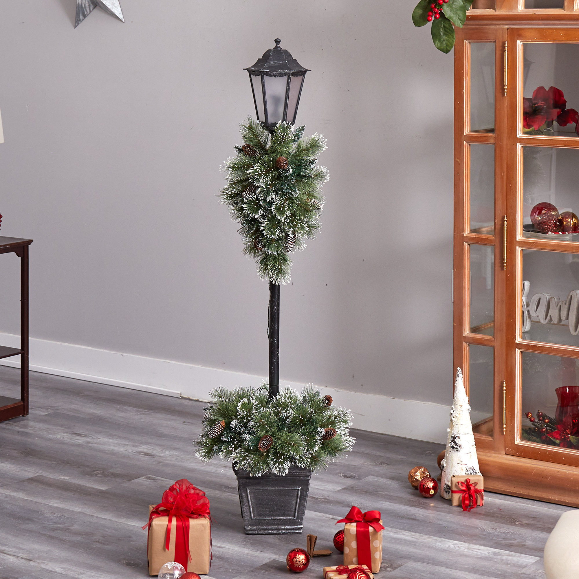 The Holiday Aisle® Holiday Pre-Lit Decorated Lamp Post Lantern | Wayfair