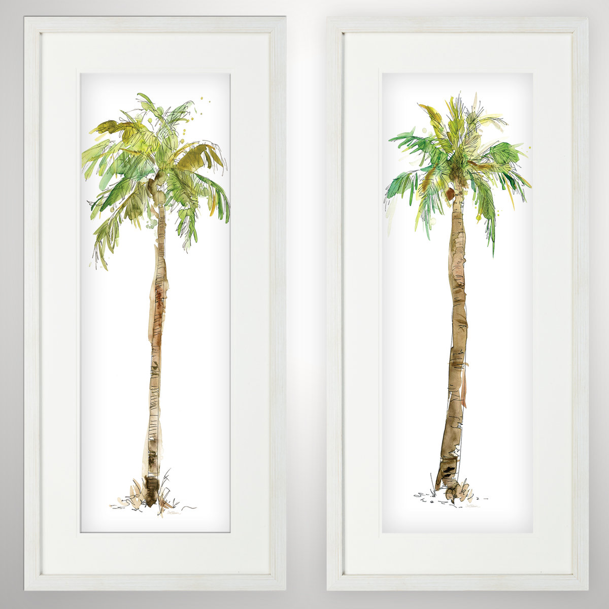 Bay Isle Home™ 'Washed Palm' 2 Piece Framed Acrylic Painting Print Set ...