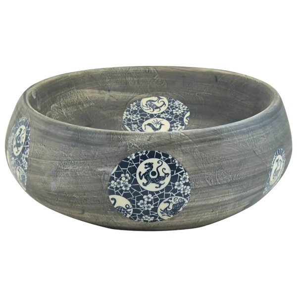 vidaXL Countertop Basin Grey Oval 23.2x15.7x5.9" Ceramic | Wayfair