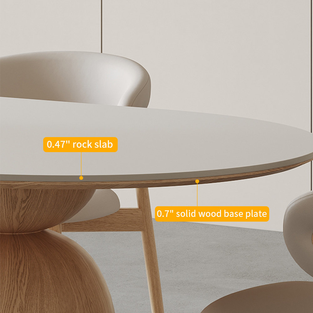 Brishher Italian Style Solid Wood Rock Table Set Round Dining Set | Wayfair