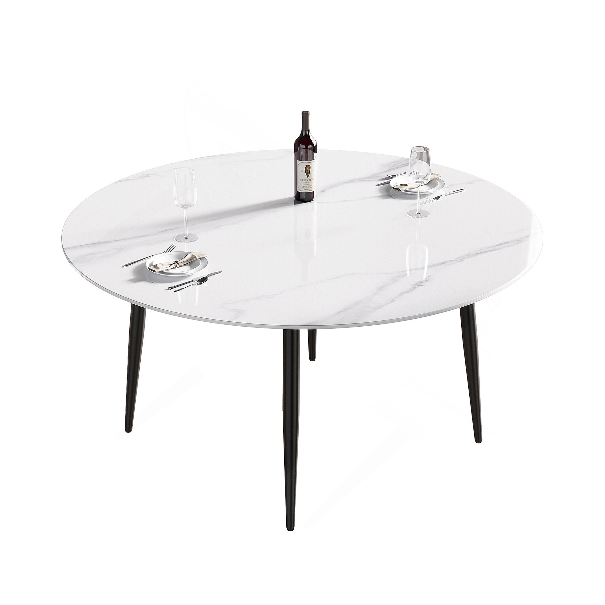 Brayden Studio® Modern man-made stone round dining table-position for 6 ...