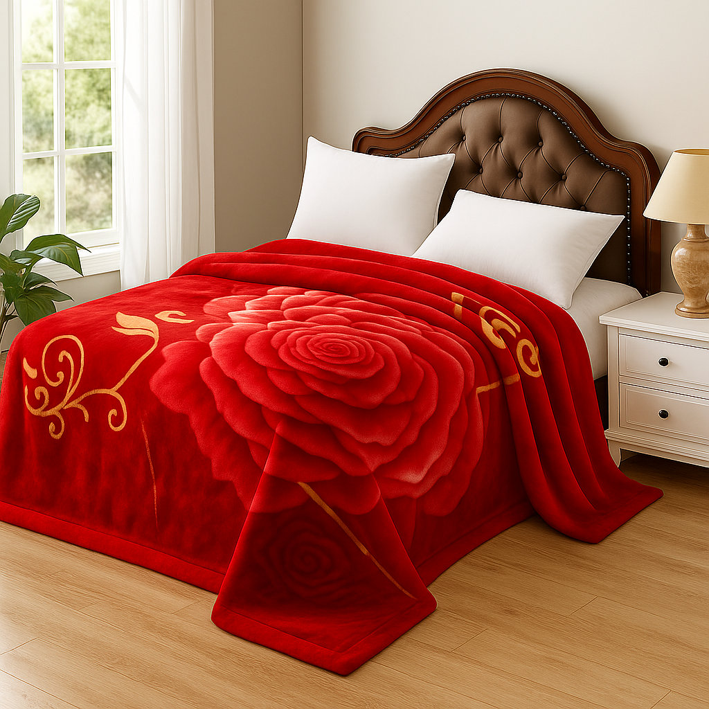 Shubozy Crimson Rose Royale Plush Blanket – King Size, 12 Lbs, Ultra ...