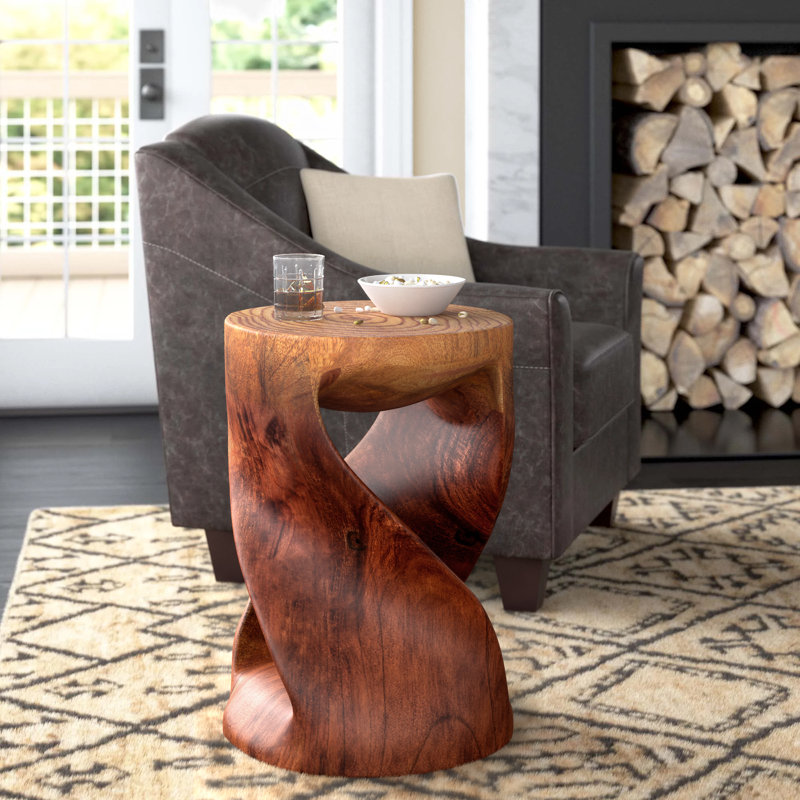 Millwood Pines Solid Wood Drum End Table & Reviews | Wayfair