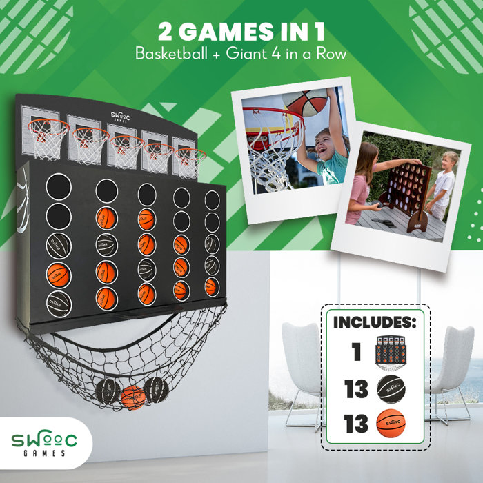 SWOOC Low Post Lineup | Wall Mounted Basketball 4 in a Row | Wayfair