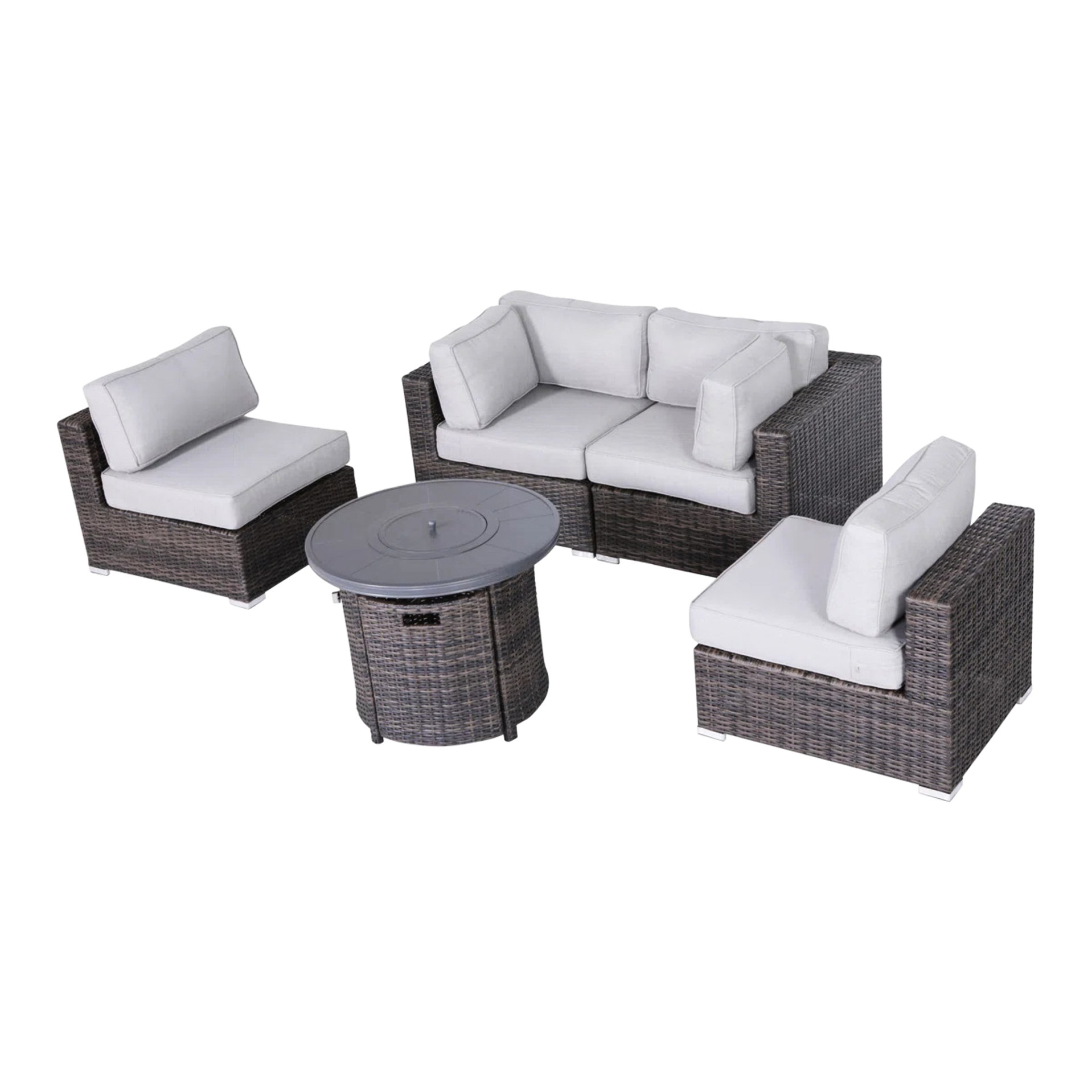 Hokku Designs Sectional With 55000 Adjustable Flame Fire Pit, Water ...