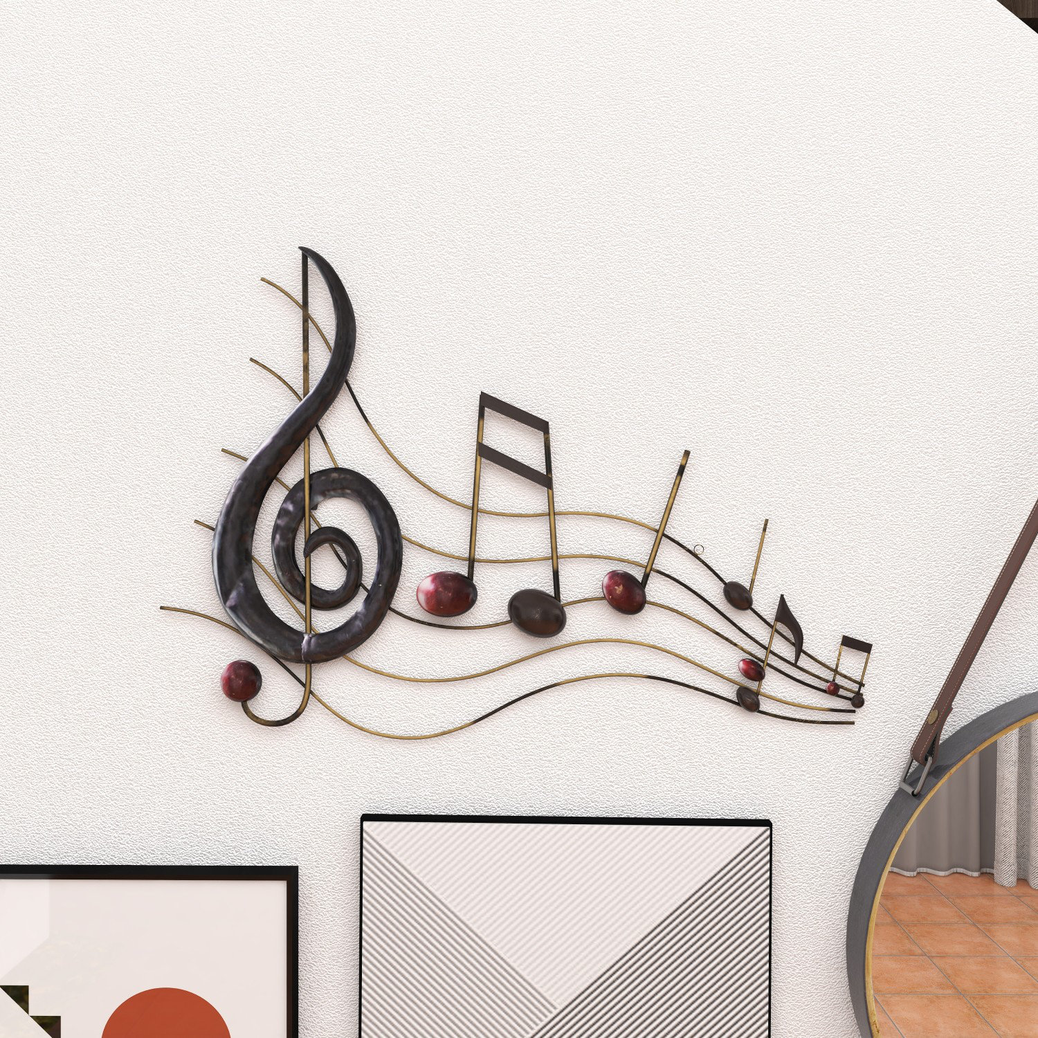 Red Barrel Studio® Metal Musical Notes Brown Wall Decor with Gold ...