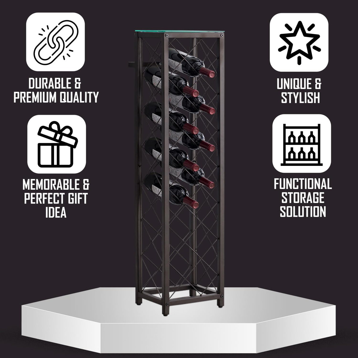 17 Stories Talladega Freestanding Floor Wine Rack Storage Tower - Metal ...