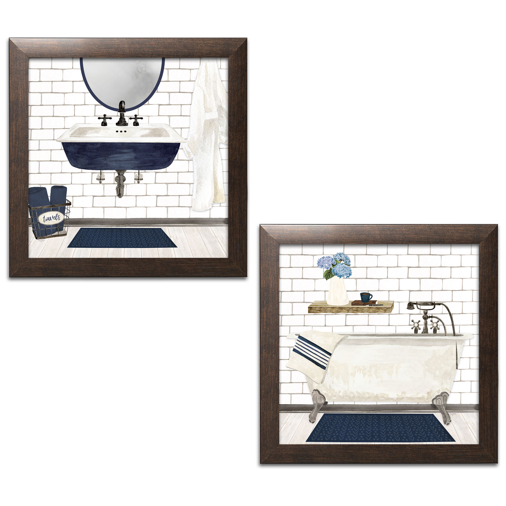 Ophelia & Co. 'Farmhouse Bath Navy Tub & Sink' by Tara Reed - 2 Piece ...