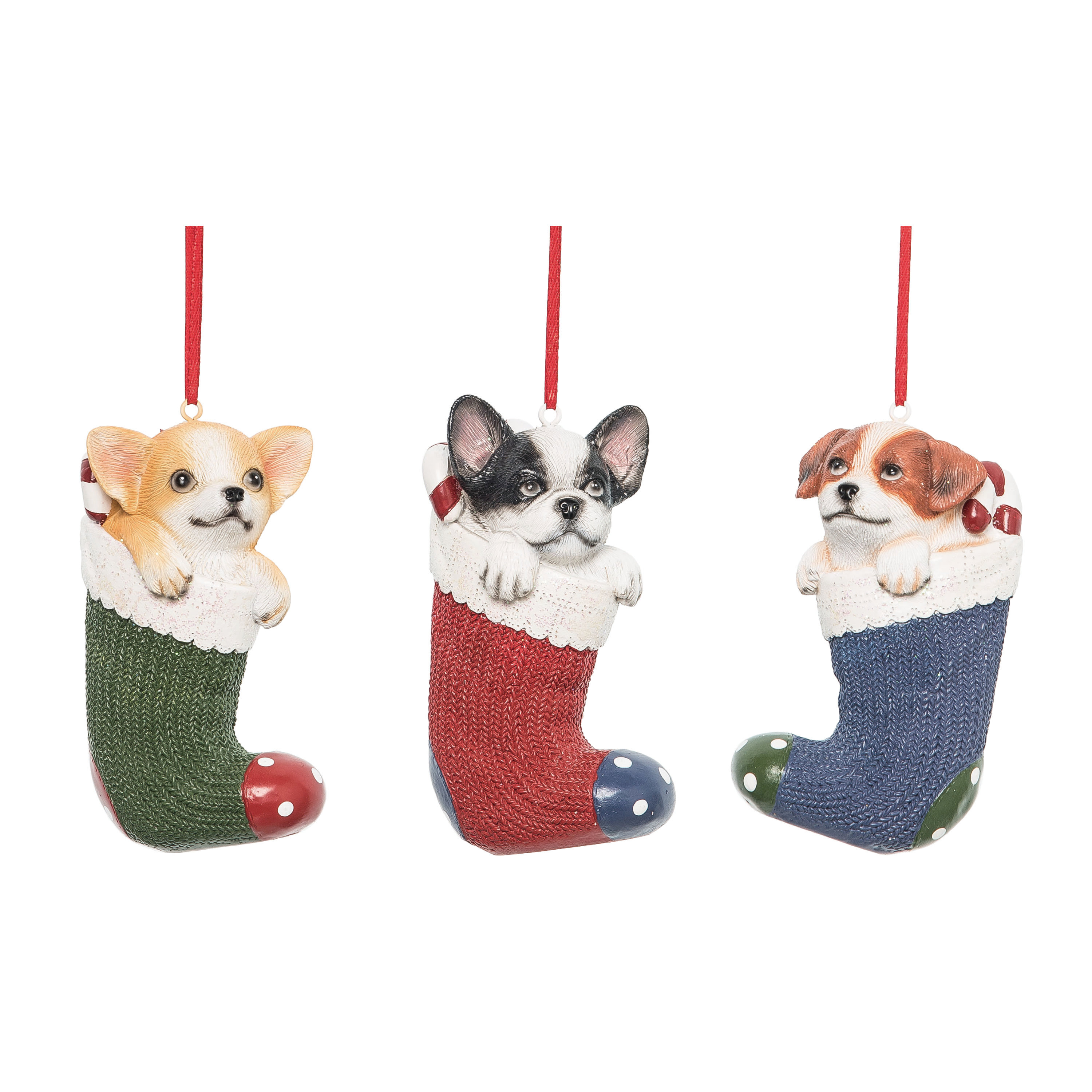 Astoria Grand Resin Puppy Present ent Ornament Set of 3 Home ...