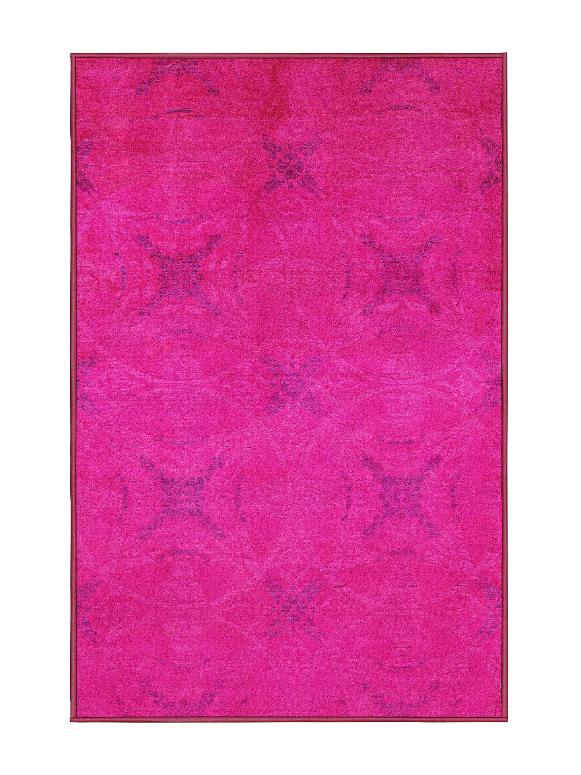 Bungalow Rose Griggstown Geometric Hot Pink Area Rug | Wayfair