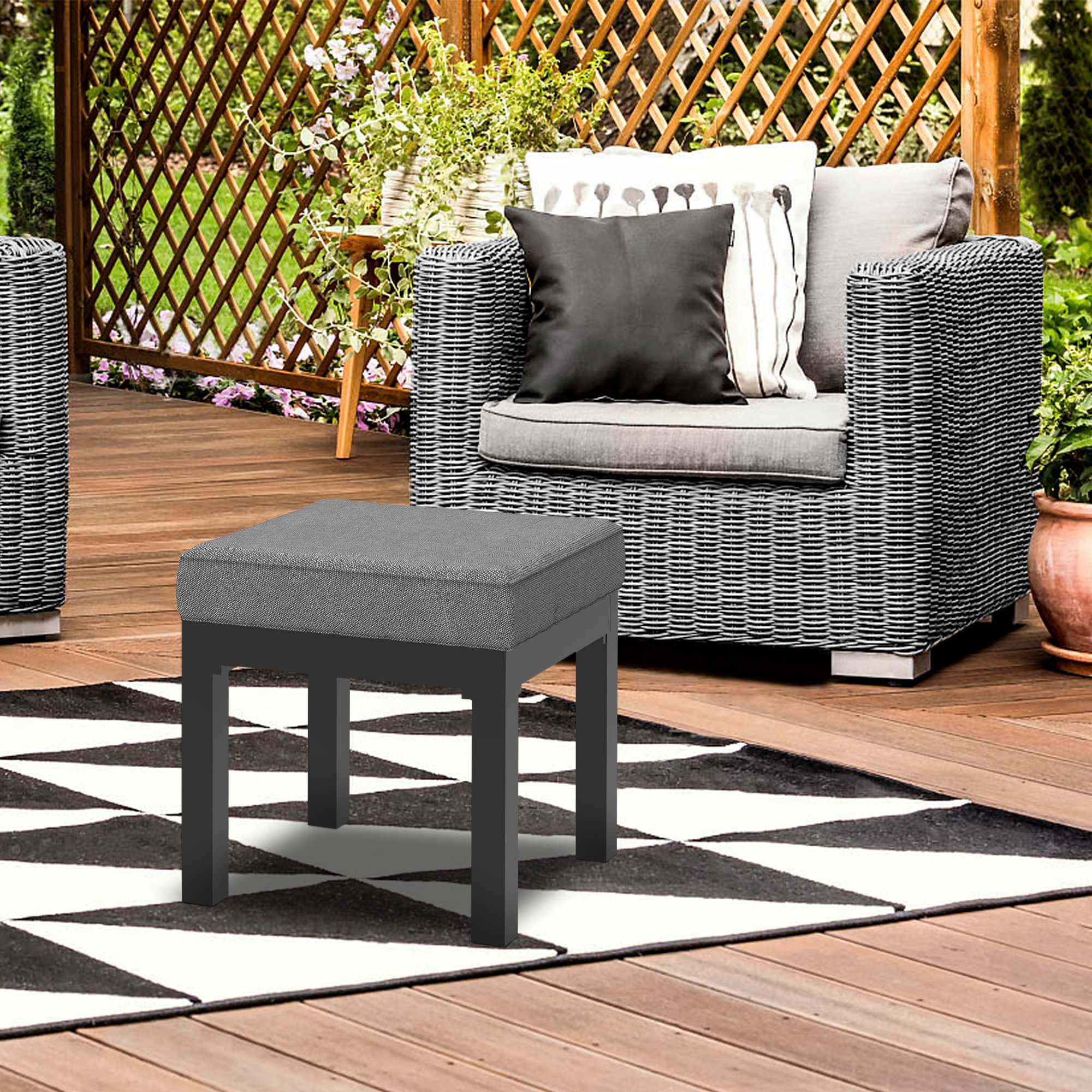 Ebern Designs Aluminum Patio Ottoman Set of 2 - Modern Ottomans ...