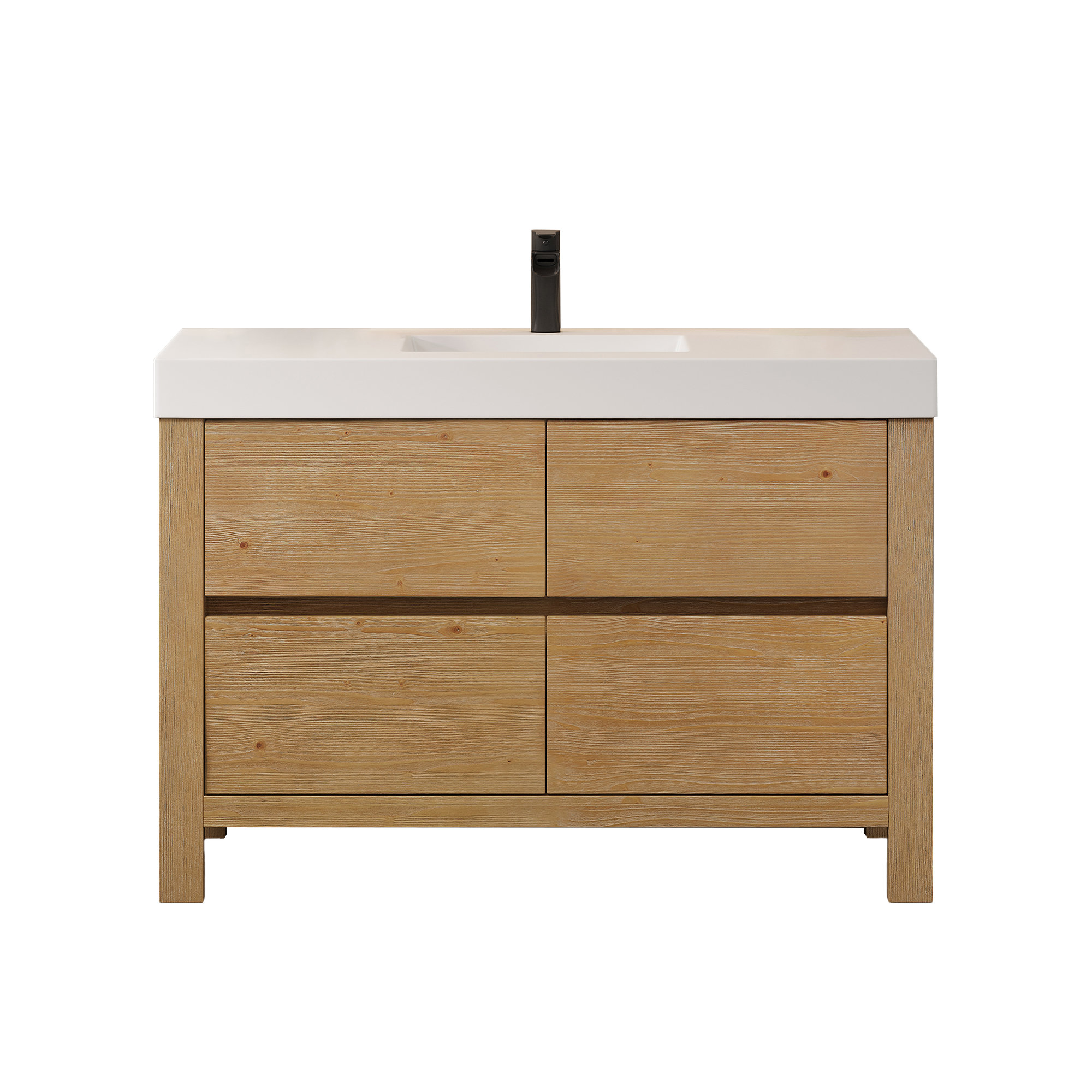 Hokku Designs Abbie 48" Single Bathroom Vanity in Weathered Fir with ...