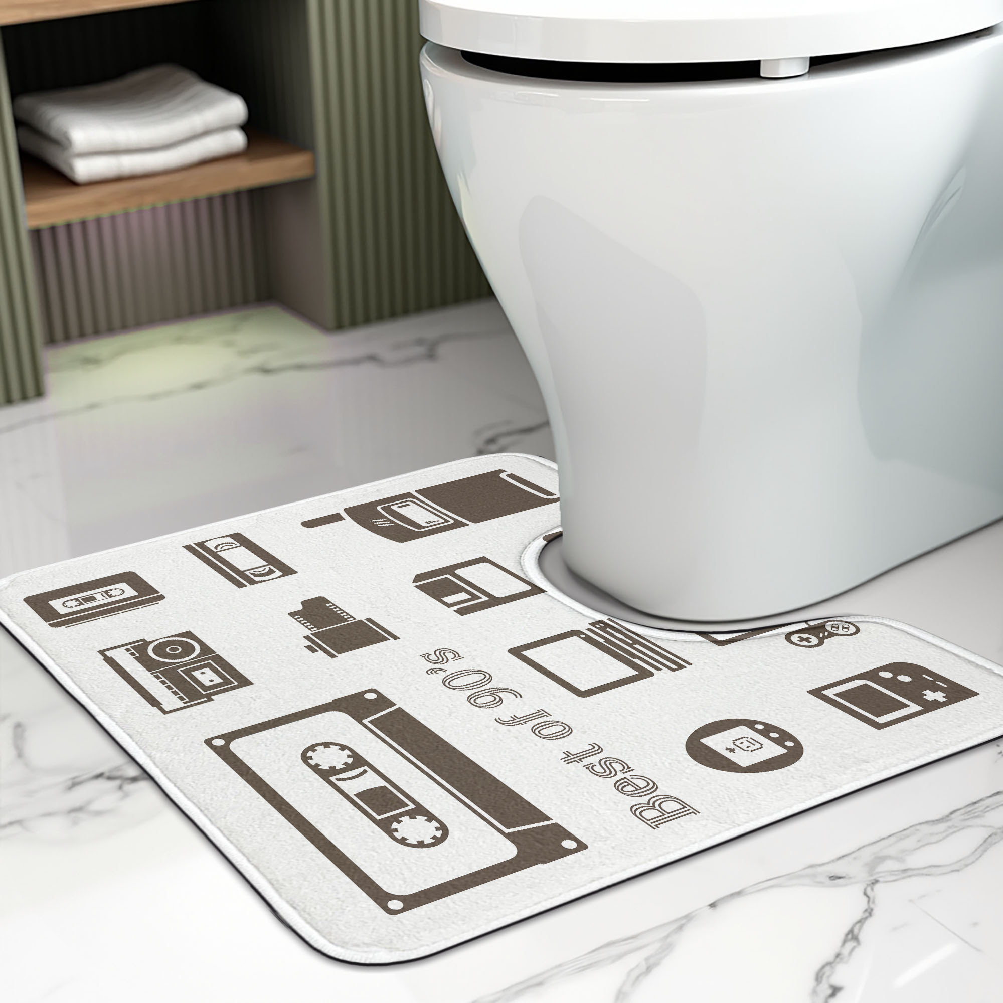 East Urban Home Video Game Toilet Mat U-Shape Bathroom Rug 20" Brown ...