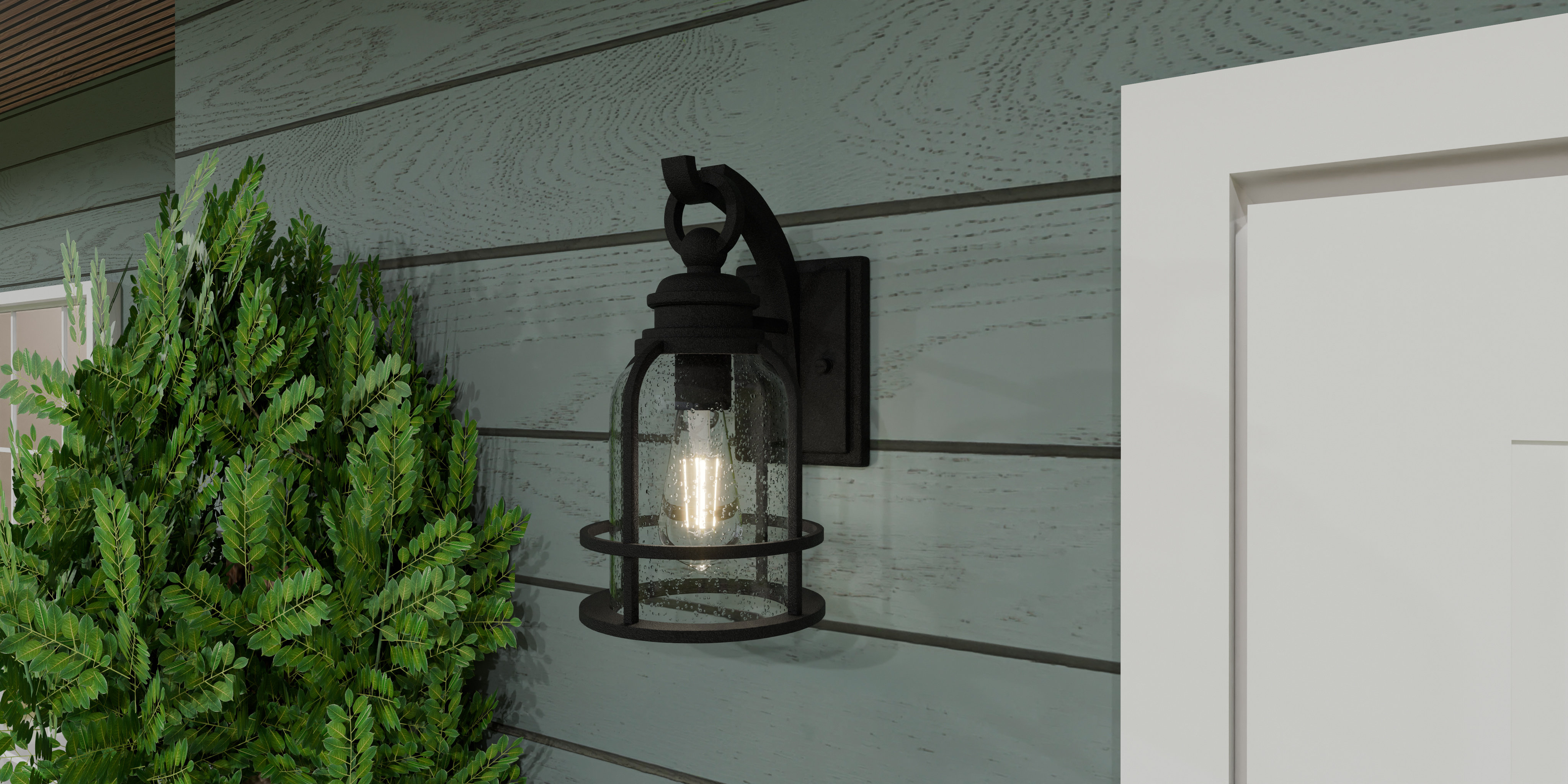 Breakwater Bay Abrum 1-Light Earth Black Outdoor Wall Lantern & Reviews ...