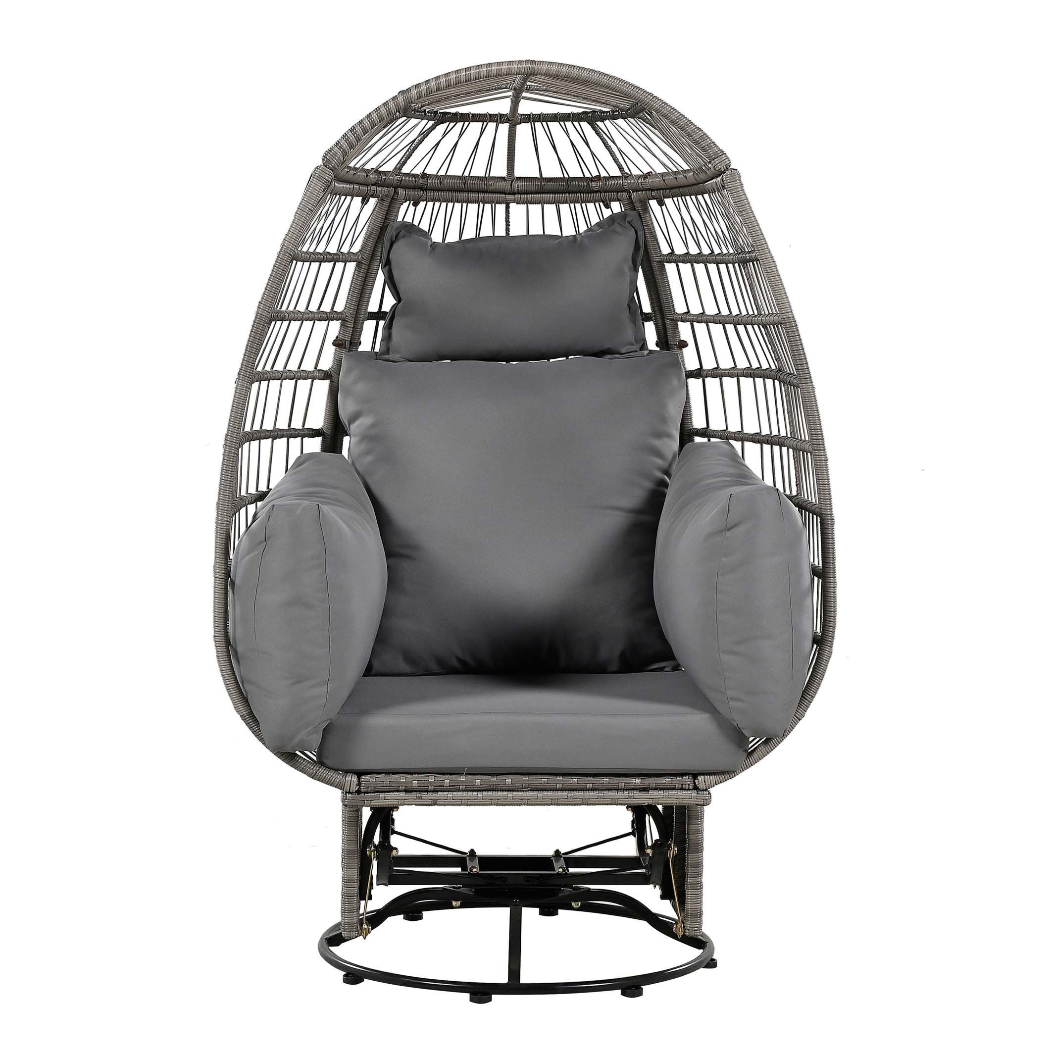 Dakota Fields Outdoor Swivel Chair with Cushions, Rattan Egg Patio ...