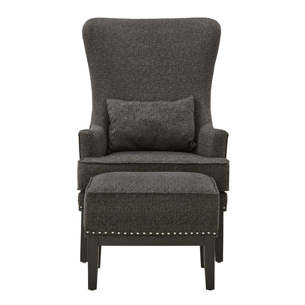 Three Posts™ Caistor Upholstered Wingback Chair with Ottoman & Reviews ...