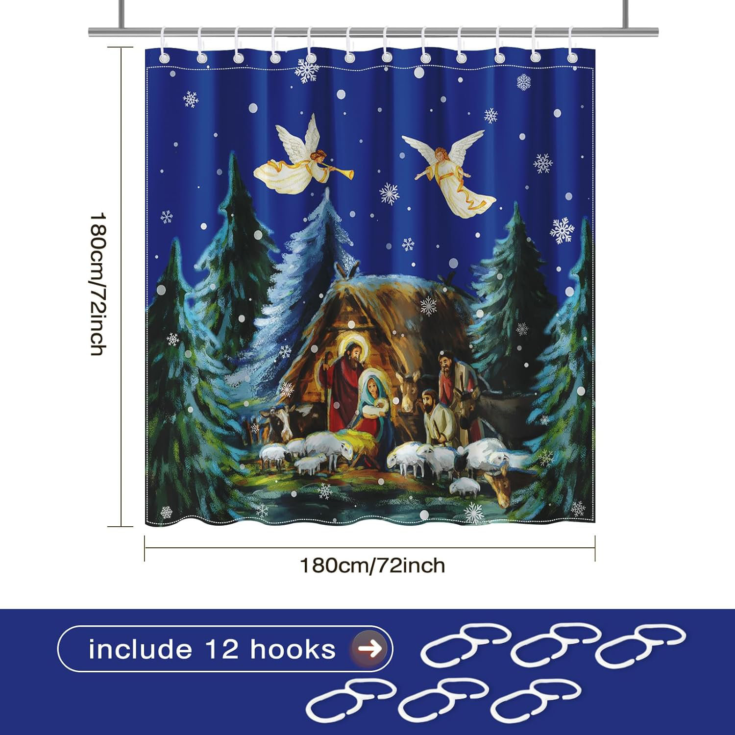 Astoria Grand Christmas Night Birth Of Jenus Shower Curtain Christmas ...
