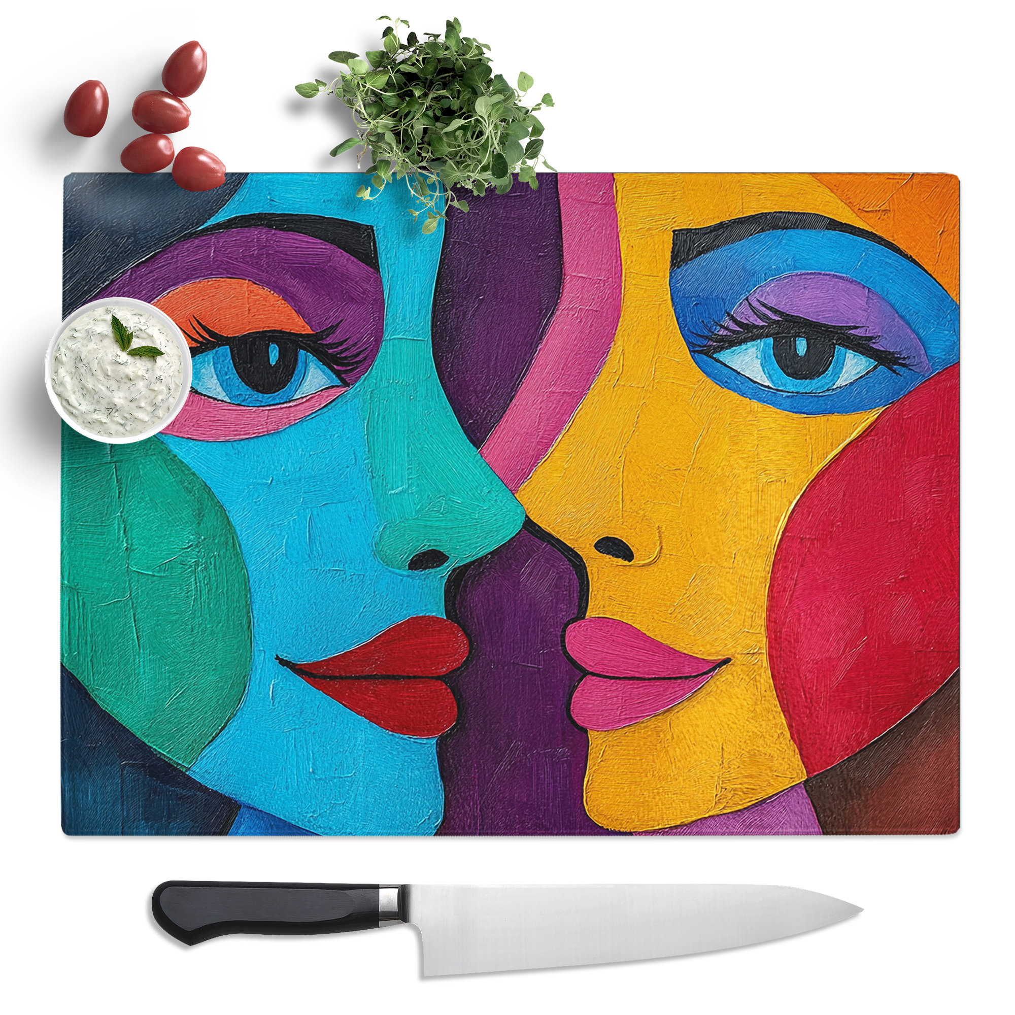 Metro Lane Two Women In Love Illustrated Glass Chopping Board | Wayfair ...