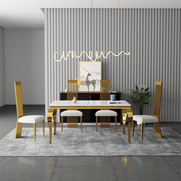 Mercer41 Modern Dining Chairs, High Back Dining Chairs with Glossy ...