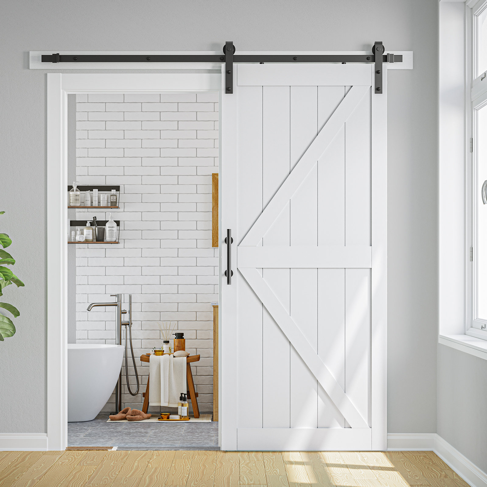 LDB_BUILDING British / K Brace Manufactured Paneled Barn Door with ...