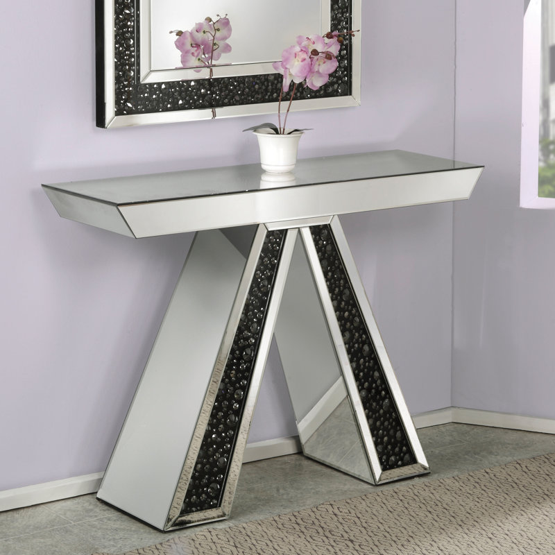 Rosdorf Park Blakes Glam Rectangular Mirrored Console Table with Faux ...
