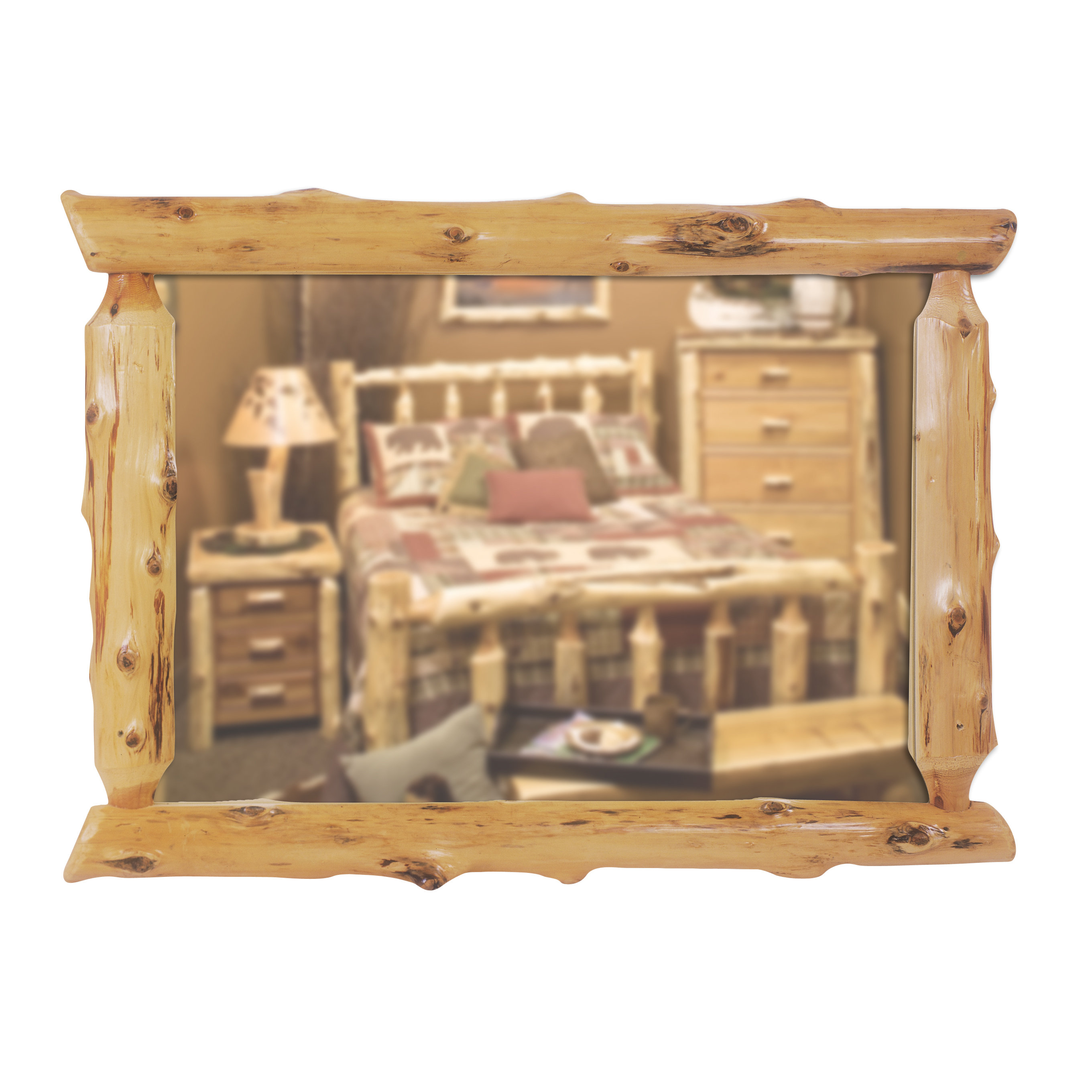 Fireside Lodge Traditional Cedar Log Traditional Accent Mirror ...