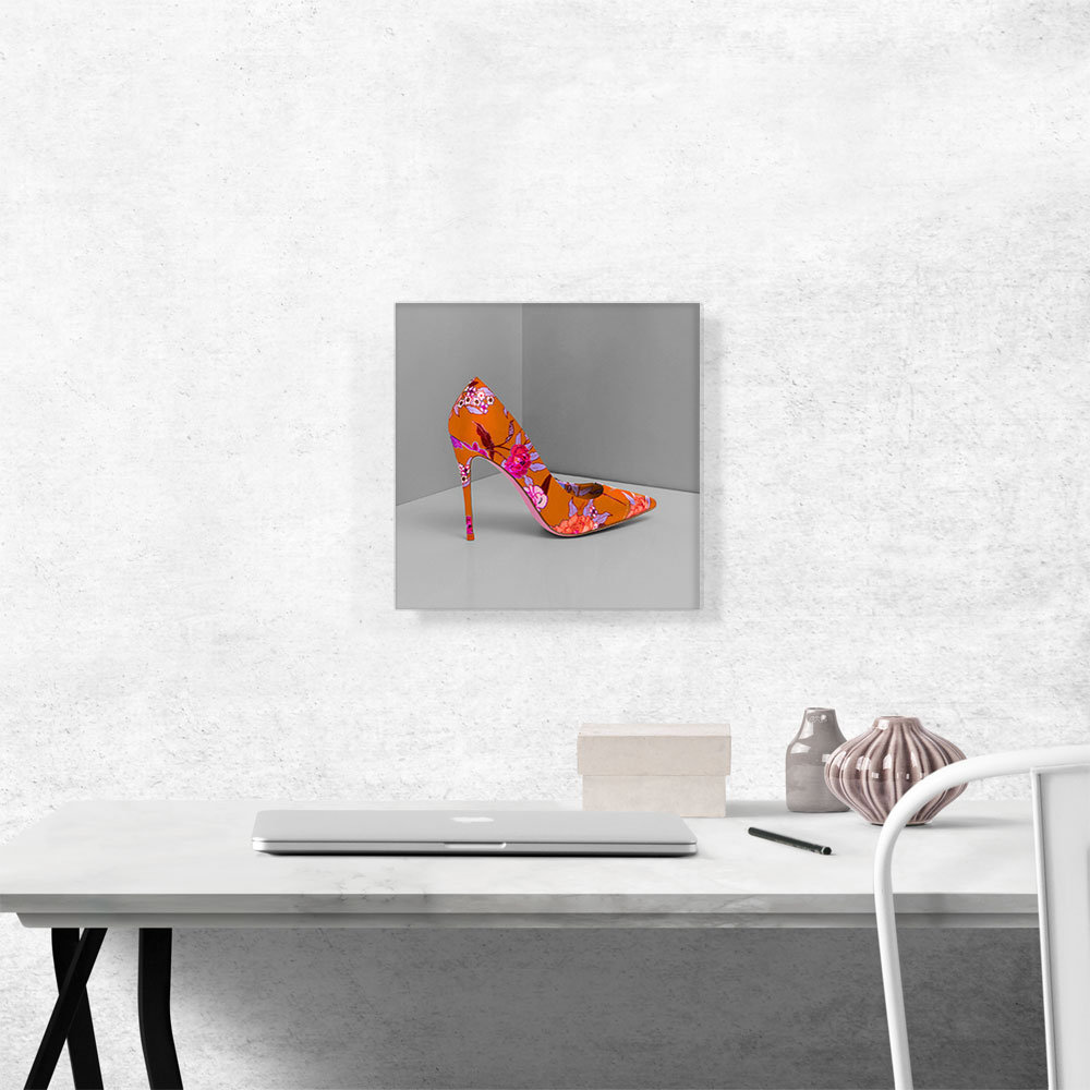 ARTCANVAS Orange Modern High Heels Shoe Stiletto Flower Pattern ...