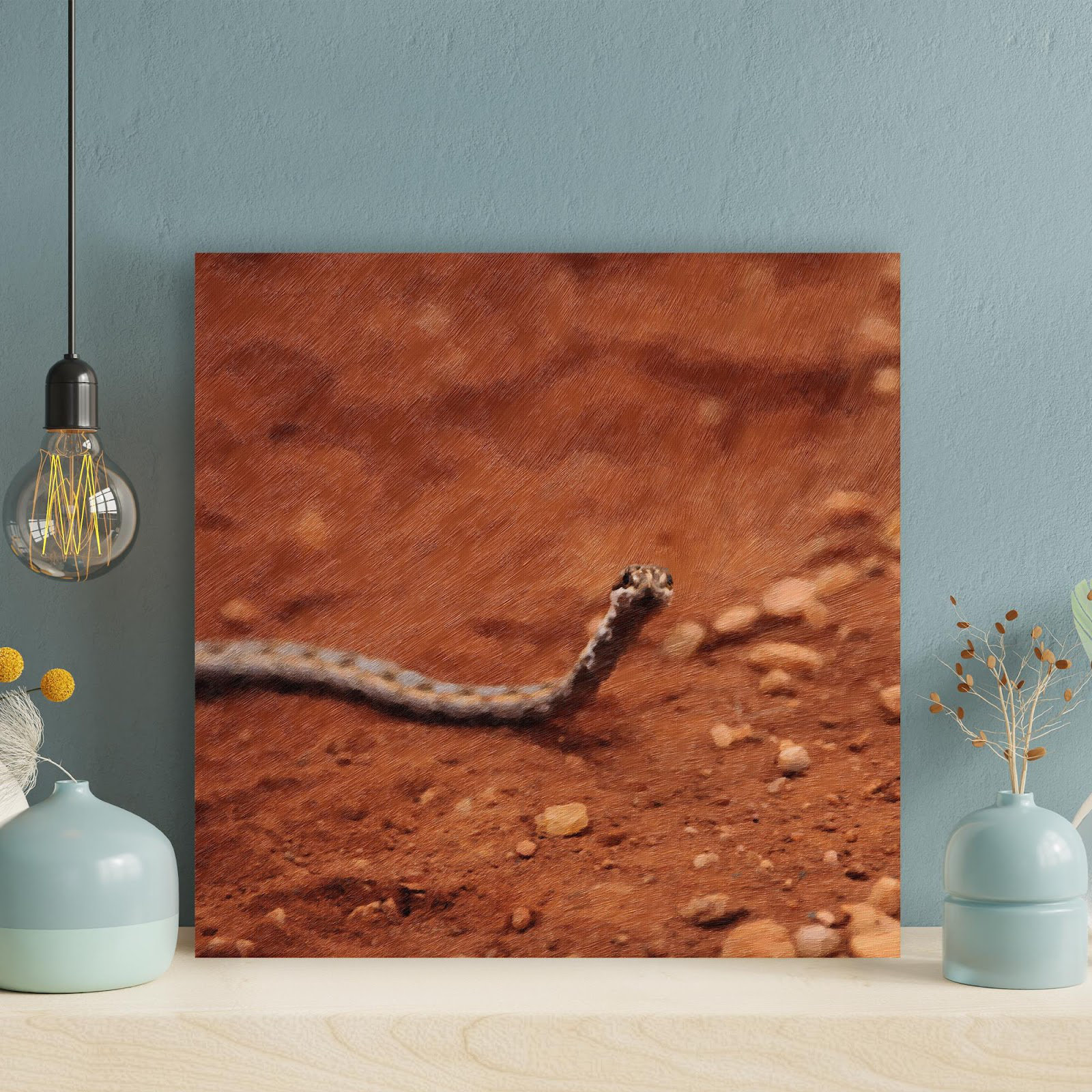 Latitude Run® Brown Tiny Snake Crawling On Dirt Soil - Wrapped Canvas ...
