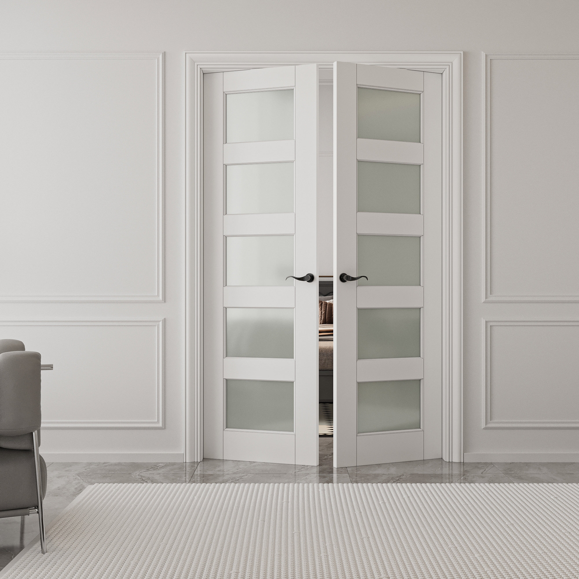 ARK DESIGN 5-Lite Frosted Glass French door Wood And Manufacturing Wood ...