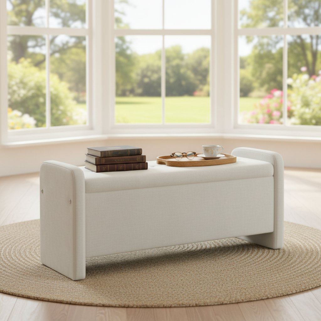 Latitude Run® Corduroy, Storage Footstool, Cushioned Design, Multi ...