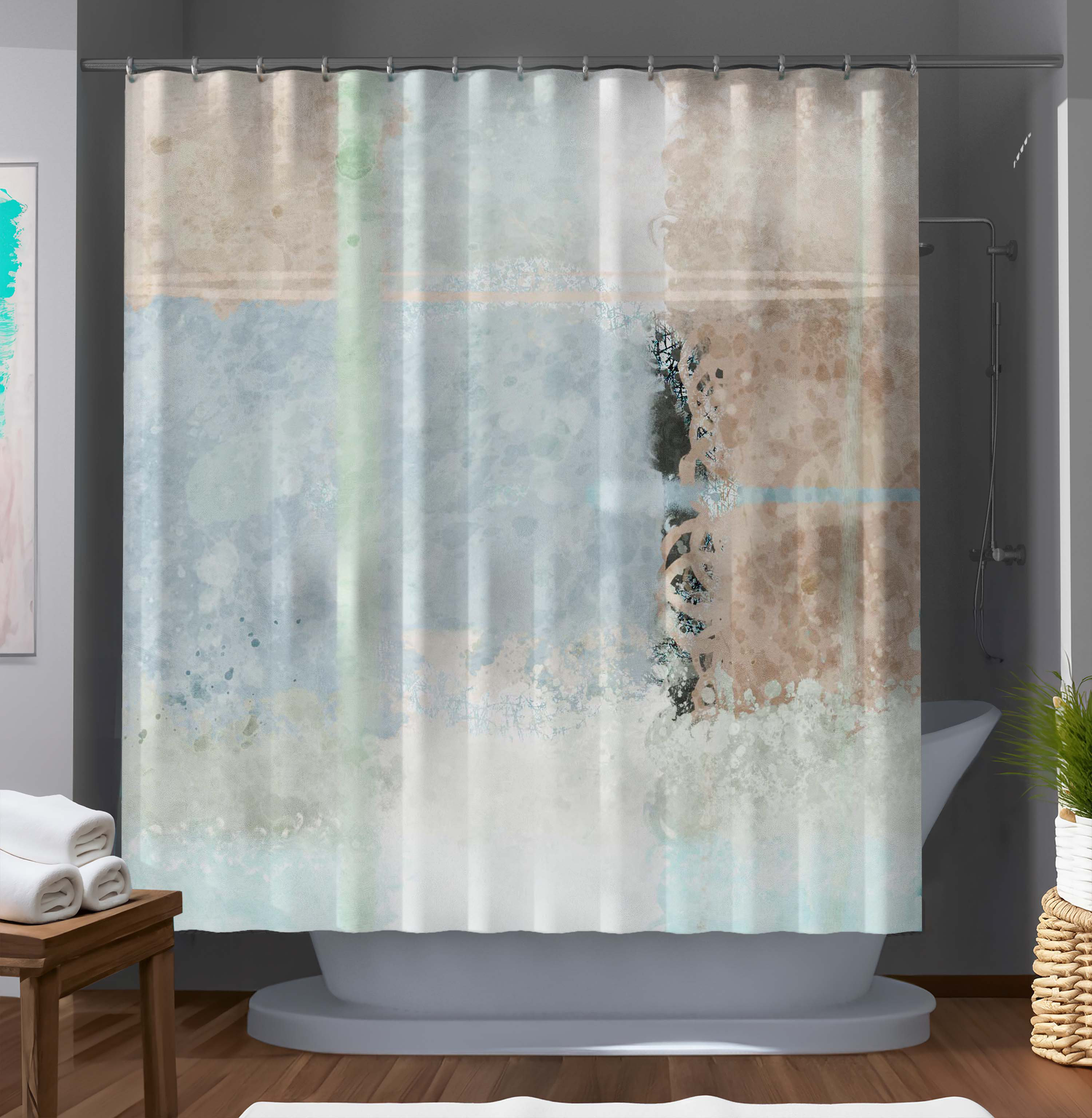 East Urban Home Hurdsfield Abstract Shower Curtain | Wayfair