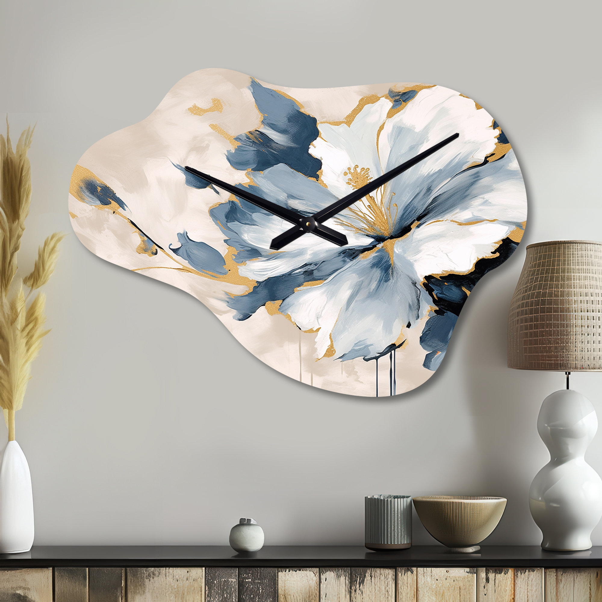 Design Art Blue White Hibiscus Tropical Harmony Flowers II - Floral ...
