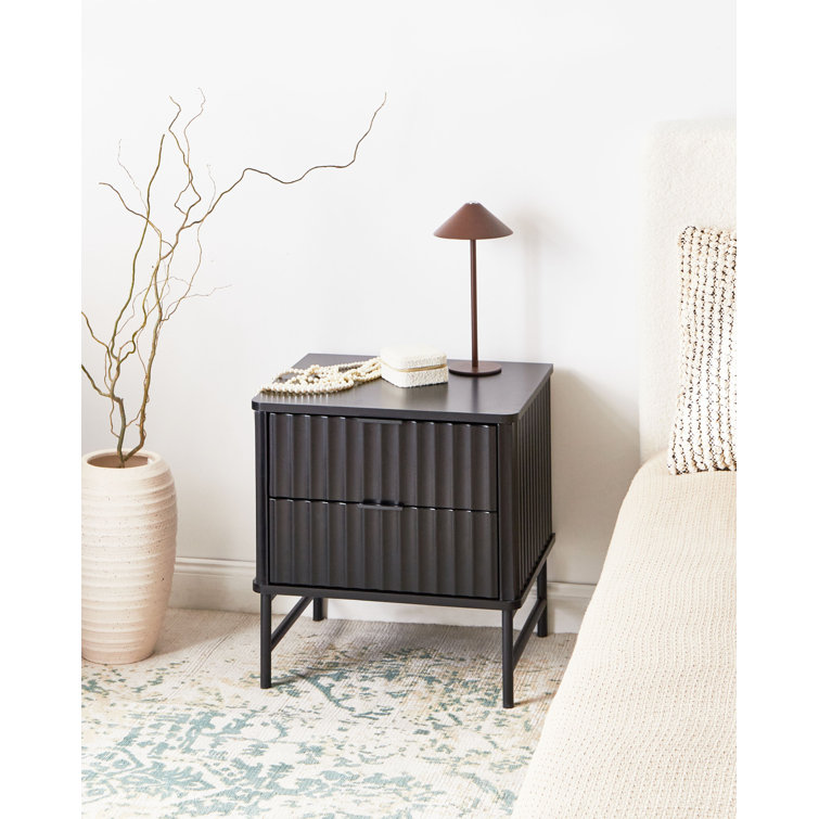 Metro Lane 2 Drawer Bedside Table Demetrica Black | Wayfair.co.uk