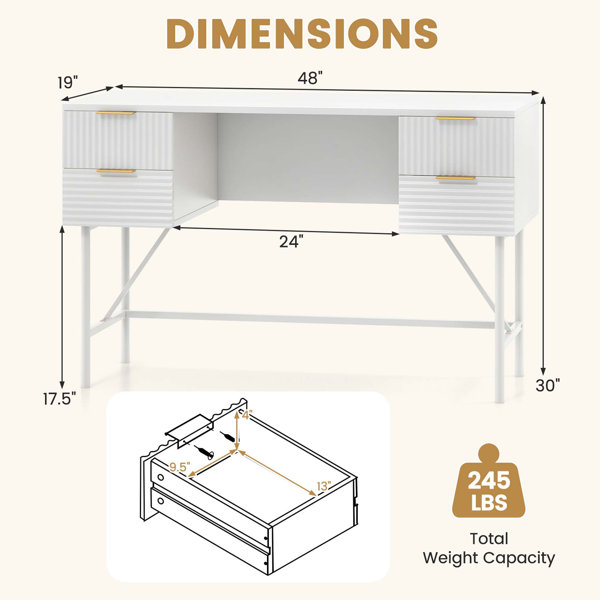 Ebern Designs Coggin 48'' W Rectangle Computer Desk & Reviews | Wayfair